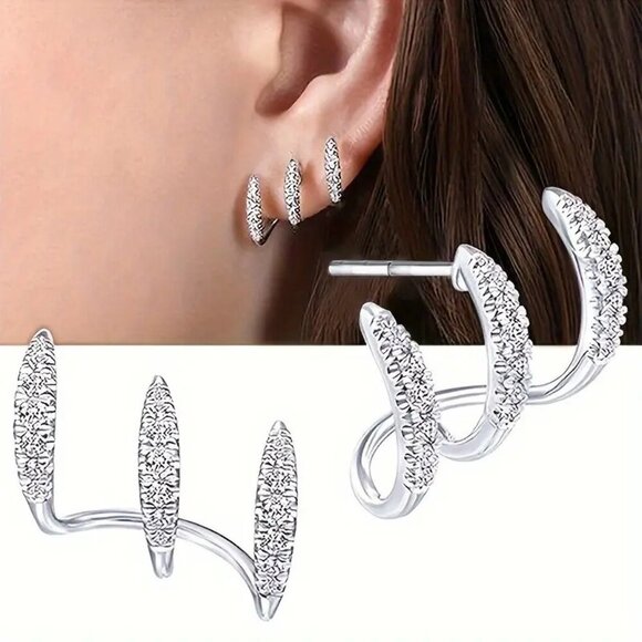High Quality-Madrid | Jewelry | Rhinestone Claw Stud Bling Earrings ...